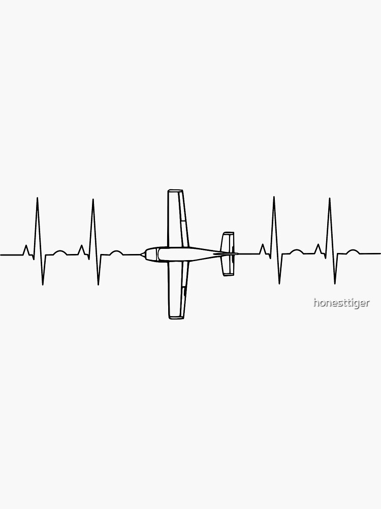 "Airplane Pilot Heartbeat" Sticker by honesttiger | Redbubble