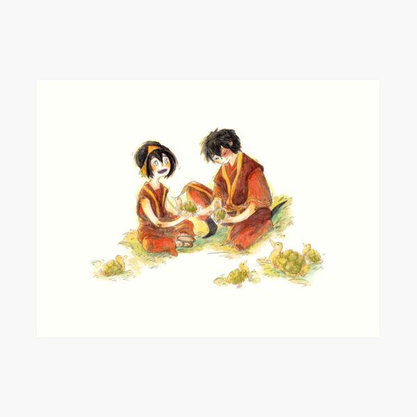 "Toph and Zuko turtle ducks" Art Print for Sale by RumpledCrow | Redbubble