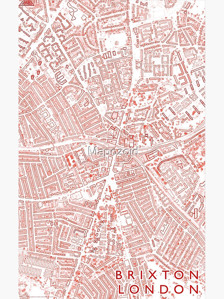 "Brixton London Neighbourhood Buildings Map" Poster for Sale by ...