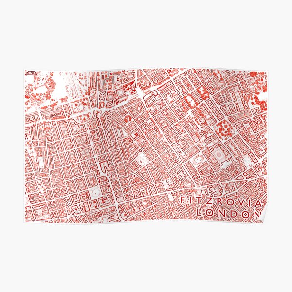 "Fitzrovia London Neighbourhood Buildings Map" Poster for Sale by ...