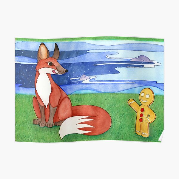 "The Fox & The Gingerbread Man" Poster for Sale by cupofcolour | Redbubble
