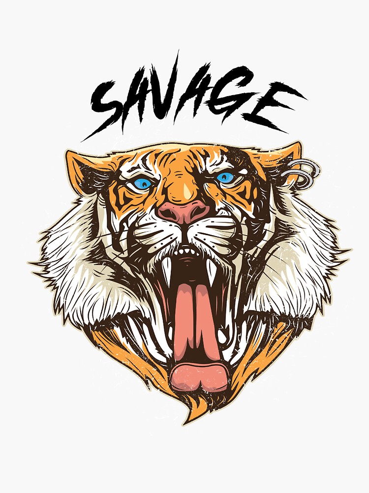 "SAVAGE TIGER PREMIUM DESIGN" Sticker for Sale by stfnG | Redbubble