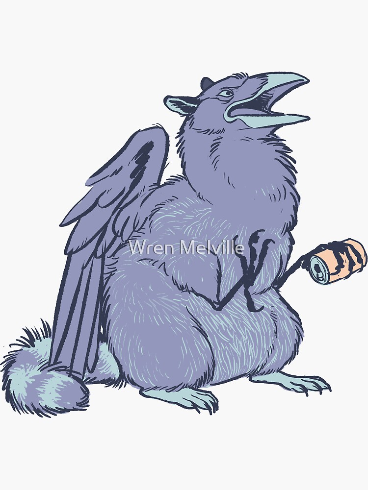 "Trash Gryphons: Crow Raccoon" Sticker for Sale by tillery | Redbubble