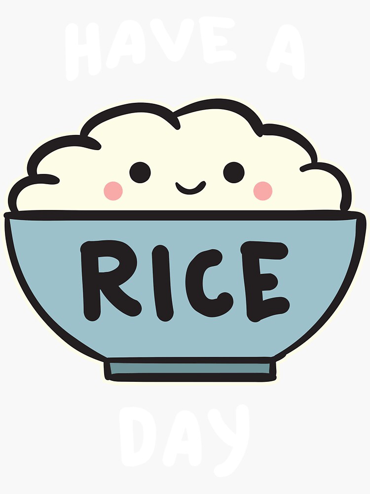 "Rice Day Cute Cartoon Asian Food Love" Sticker for Sale by VH-Gekko ...