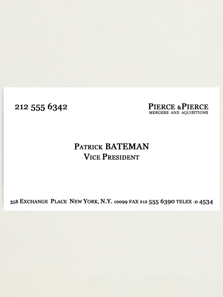 "American Psycho Patrick Bateman's Card" Photographic Print by Spider ...