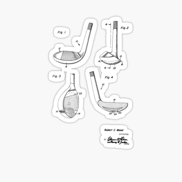 "Golf Club Head Vintage Patent Hand Drawing" Sticker for Sale by ...