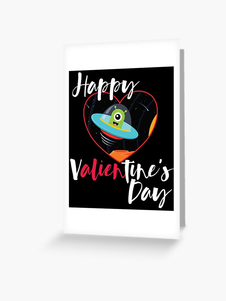 "Alien Valentine's Day Happy Valientine's Cute Martian" Greeting Card ...