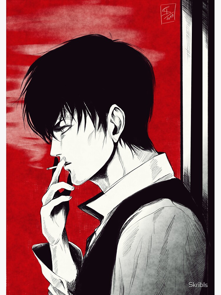 "Hijikata Smoking" Sticker for Sale by littleSkribbler | Redbubble