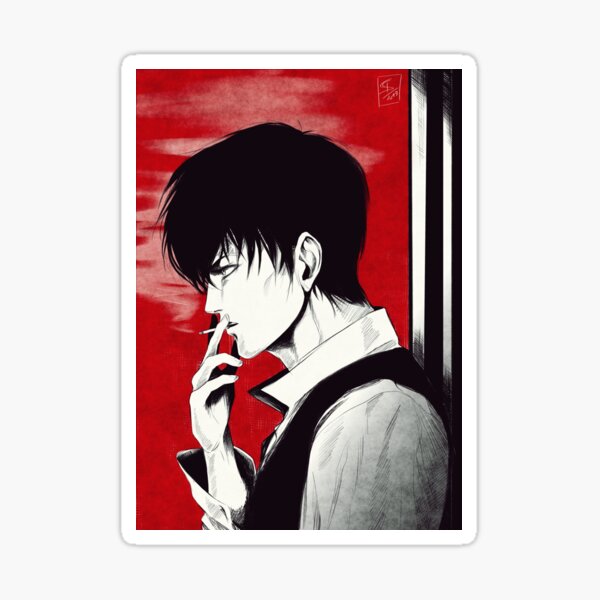 "Hijikata Smoking" Sticker for Sale by littleSkribbler | Redbubble