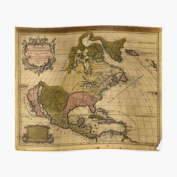 Póster «Mapa de América del Norte de América del Norte (1694)» de ...