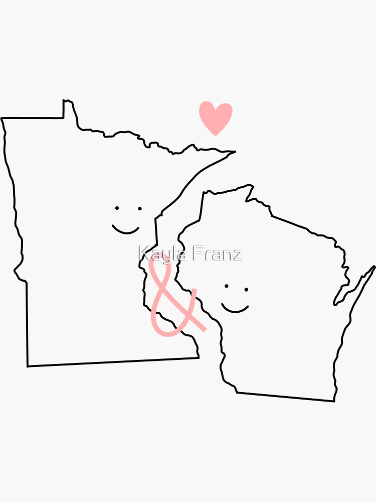 "Minnesota and Wisconsin Love " Sticker by kjfrnz21 | Redbubble
