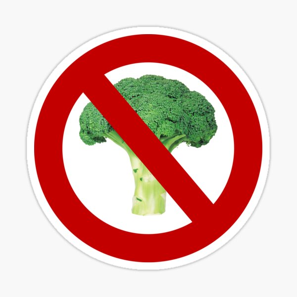 "No Broccoli " Sticker for Sale by koodburg | Redbubble