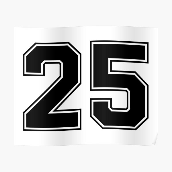"25 American Football Classic Vintage Sport Jersey Number in black ...