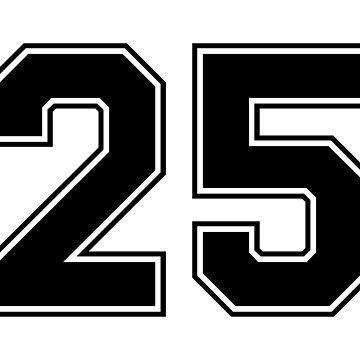 "25 American Football Classic Vintage Sport Jersey Number in black ...