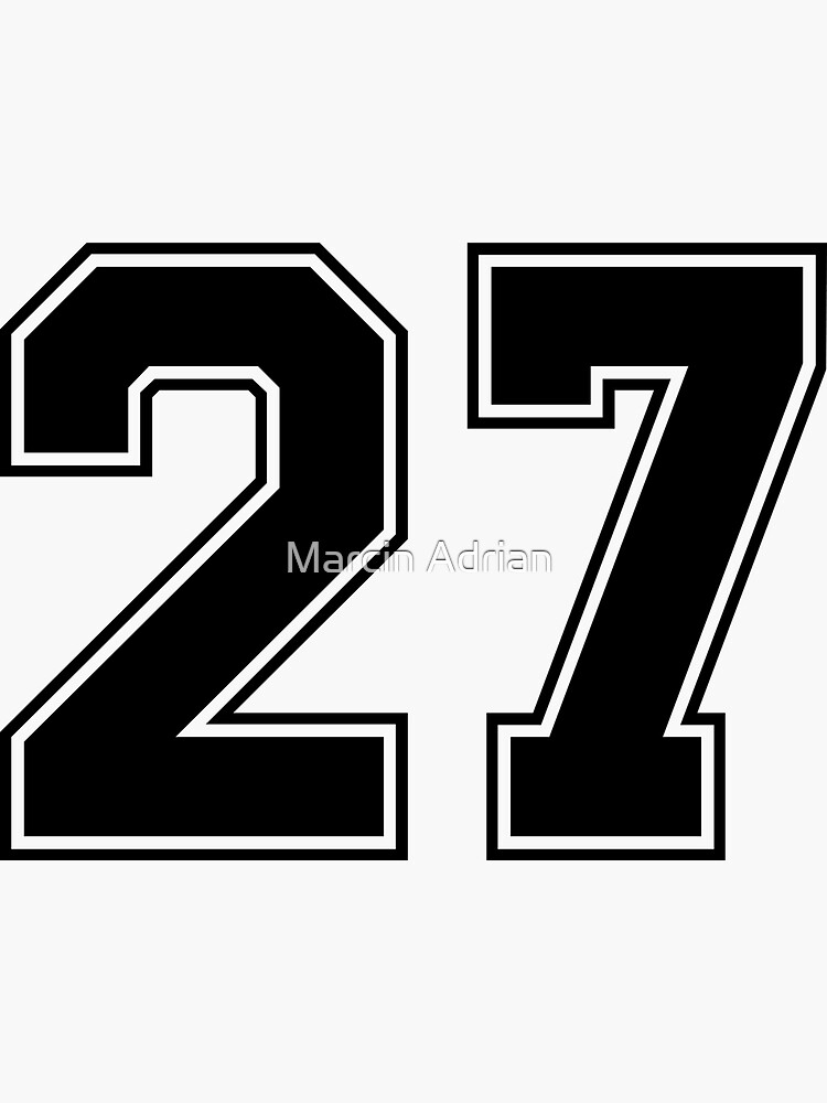 "27 American Football Classic Vintage Sport Jersey Number in black ...