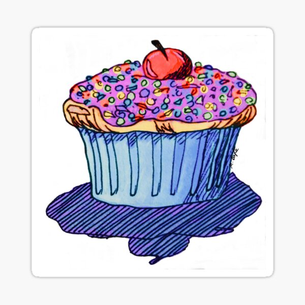 "Blue Cupcake" Sticker for Sale by MaureenBoyle | Redbubble