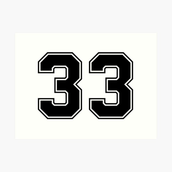 "33 American Football Classic Vintage Sport Jersey Number in black ...