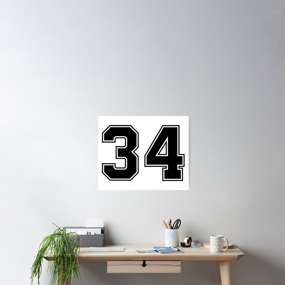 "34 American Football Classic Vintage Sport Jersey Number in black ...
