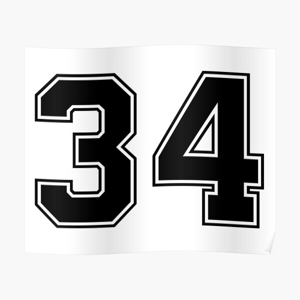 "34 American Football Classic Vintage Sport Jersey Number in black ...