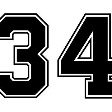 "34 American Football Classic Vintage Sport Jersey Number in black ...