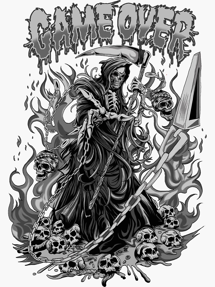 "Chaserz Game Over Reaper II" Sticker for Sale by Chaserz | Redbubble