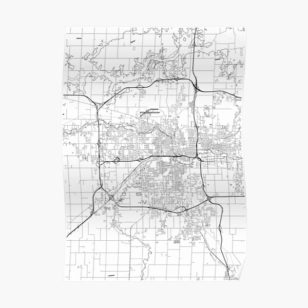 "Lansing map poster print wall art, Michigan gift printable, Home and ...