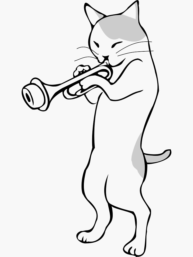 Cat Playing Trumpet Cat With Drum Stock Illustration Download Image