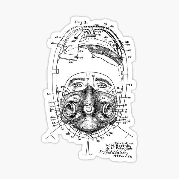 "Oxygen Mask Vintage Patent Hand Drawing" Sticker for Sale by ...