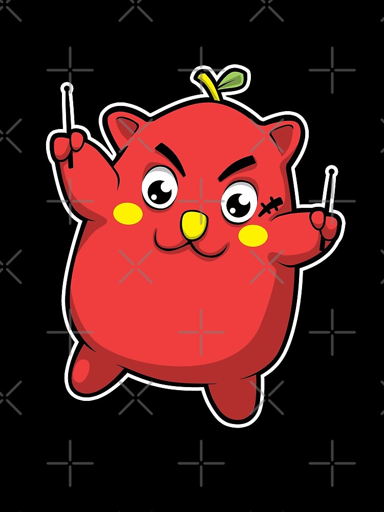 "Nyango Star - Cute Japanese Apple Cat Drummer Mascot" Drawstring Bag ...