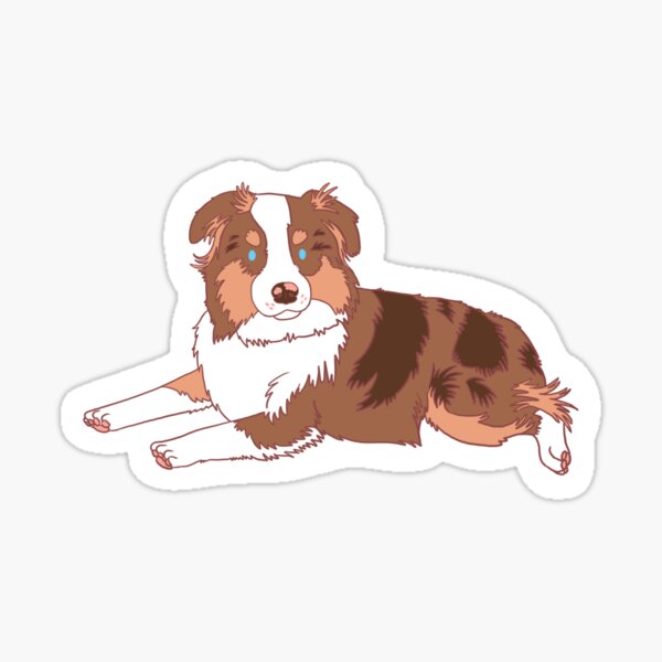 "Red Merle Mini Aussie" Sticker for Sale by Csieben | Redbubble