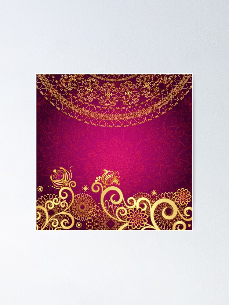 "Red and Gold Indian inspired design" Poster by crdraper | Redbubble