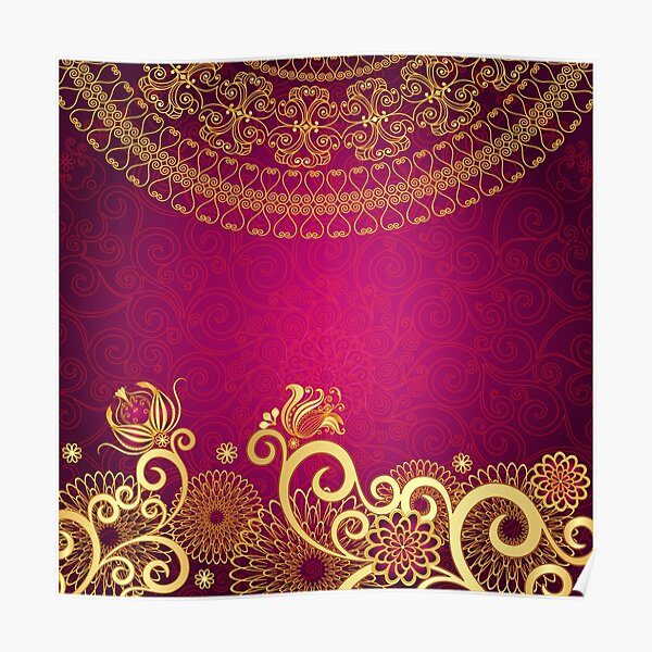 "Red and Gold Indian inspired design" Poster by crdraper | Redbubble