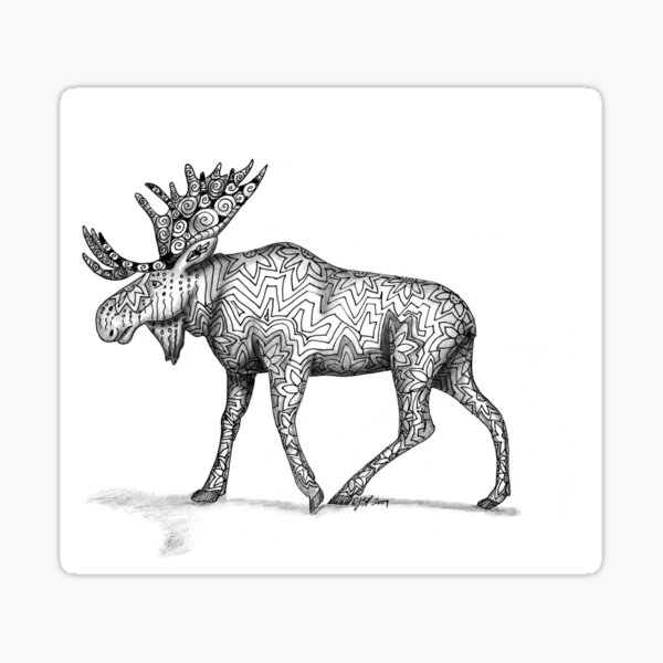 "Moose Design Large Zentangle Pattern" Sticker for Sale by ...