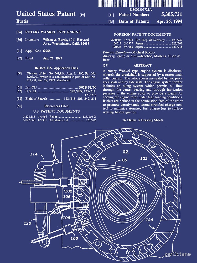 "Mazda Wankel Rotary Engine Patent (light on dark)" T-shirt by ...