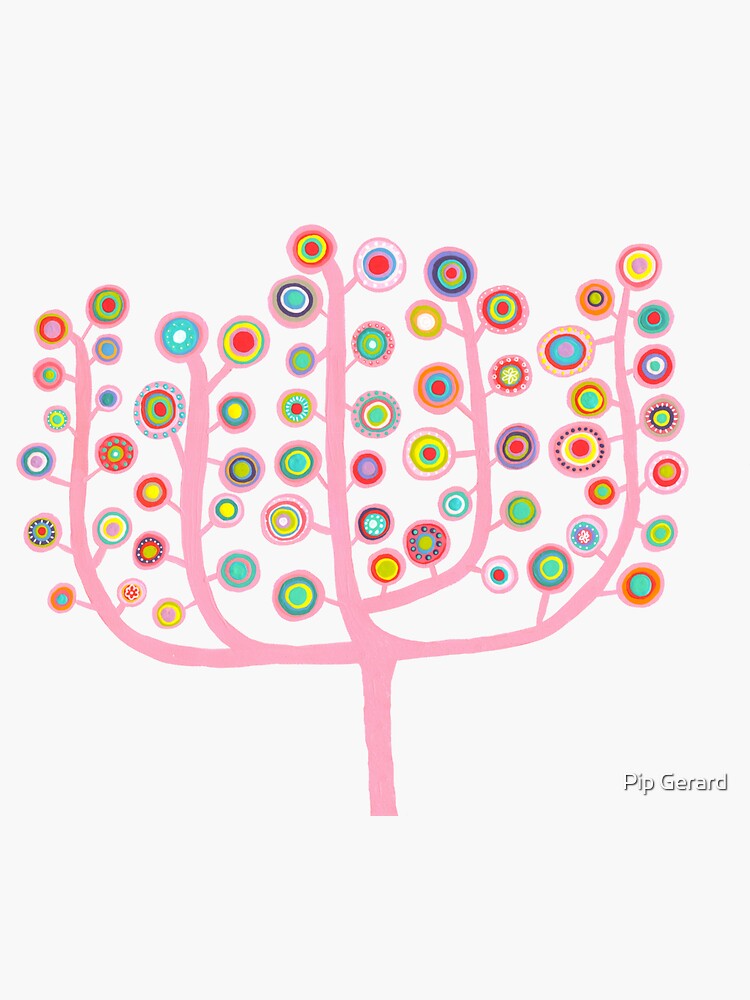 "Candy Pink Bubblegum Circle Tree" Sticker by PipPipHooray | Redbubble
