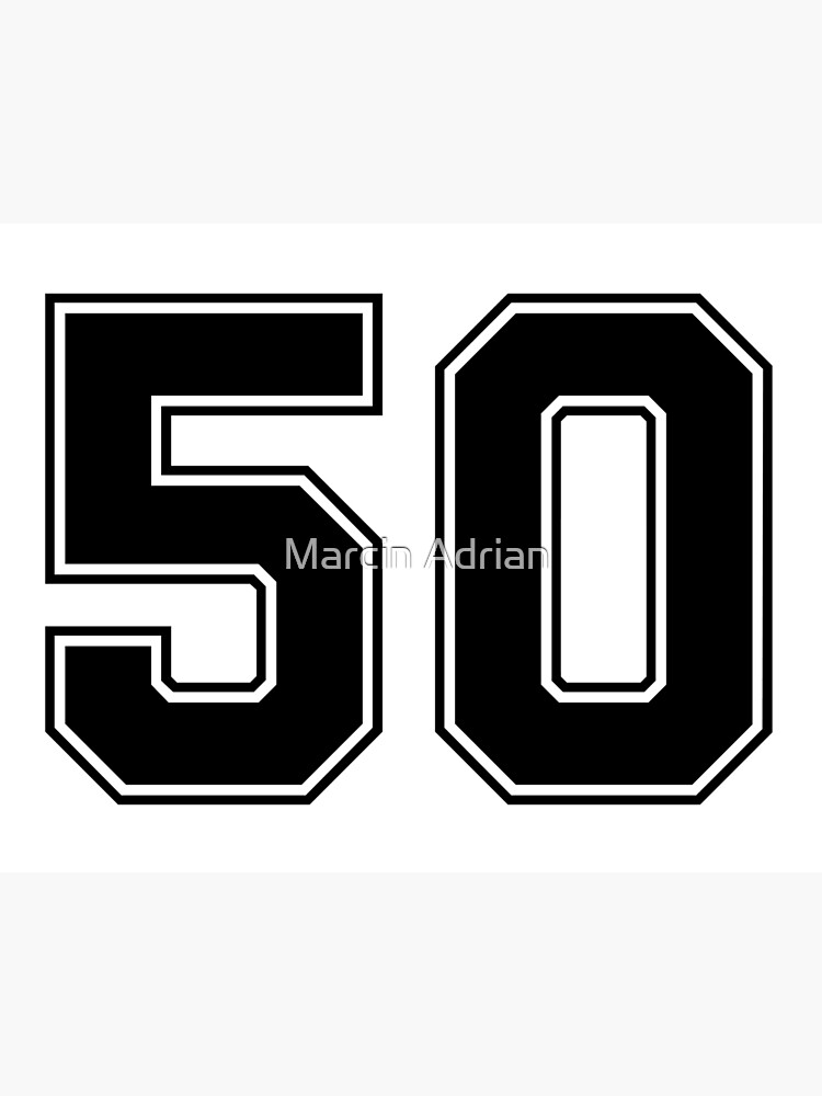 "50 American Football Classic Vintage Sport Jersey Number in black ...