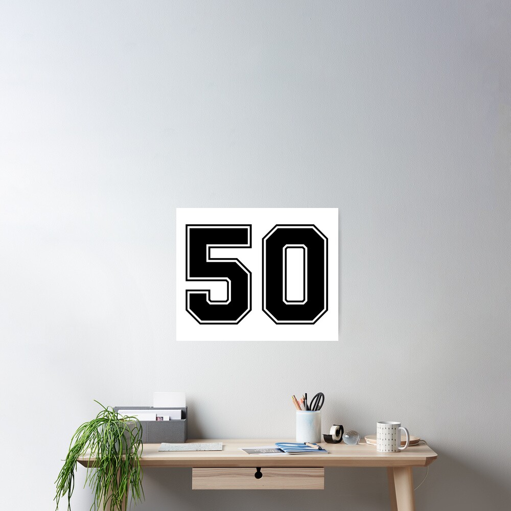"50 American Football Classic Vintage Sport Jersey Number in black ...