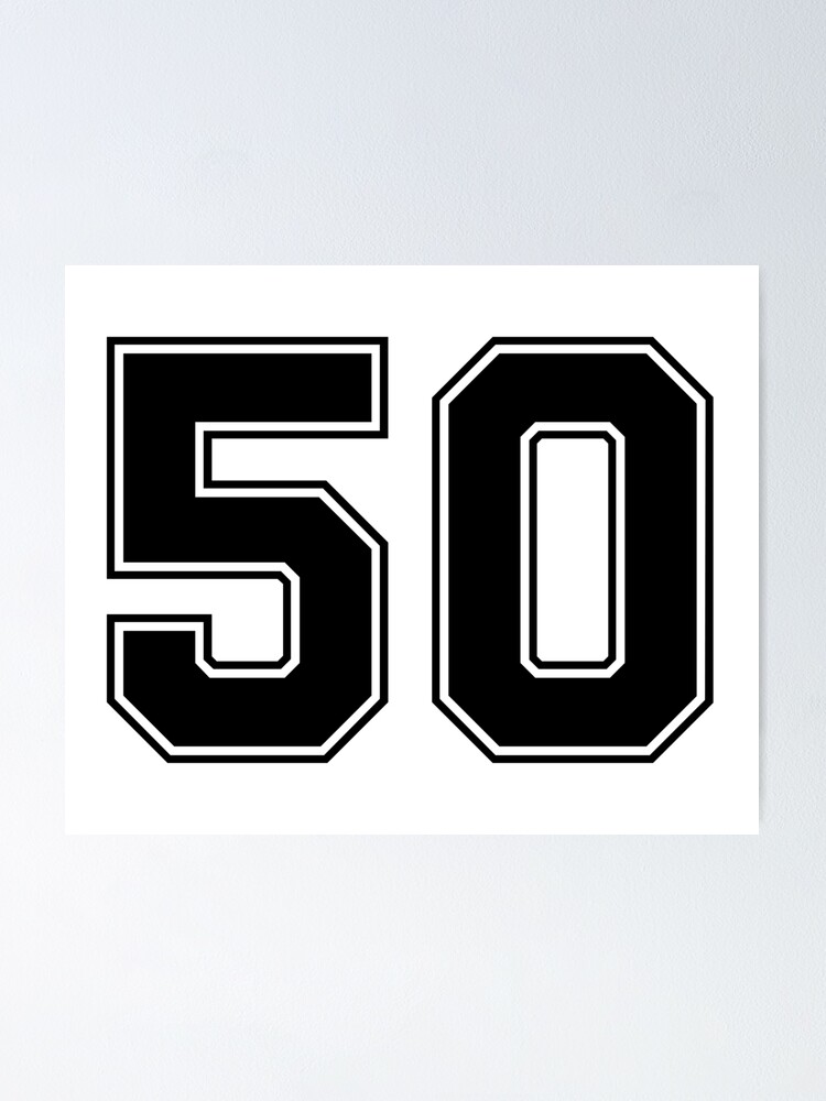 "50 American Football Classic Vintage Sport Jersey Number in black ...