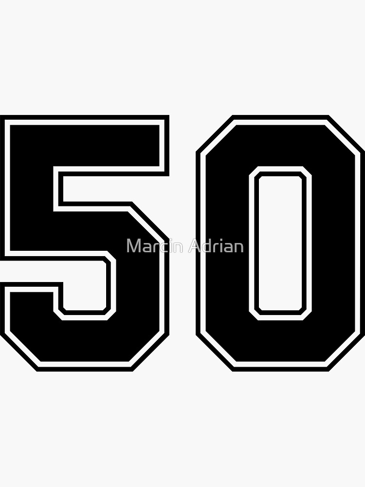"50 American Football Classic Vintage Sport Jersey Number in black ...