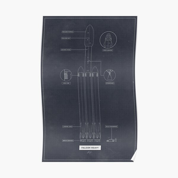 "Falcon Heavy Poster" Poster for Sale by pwaaaaah | Redbubble