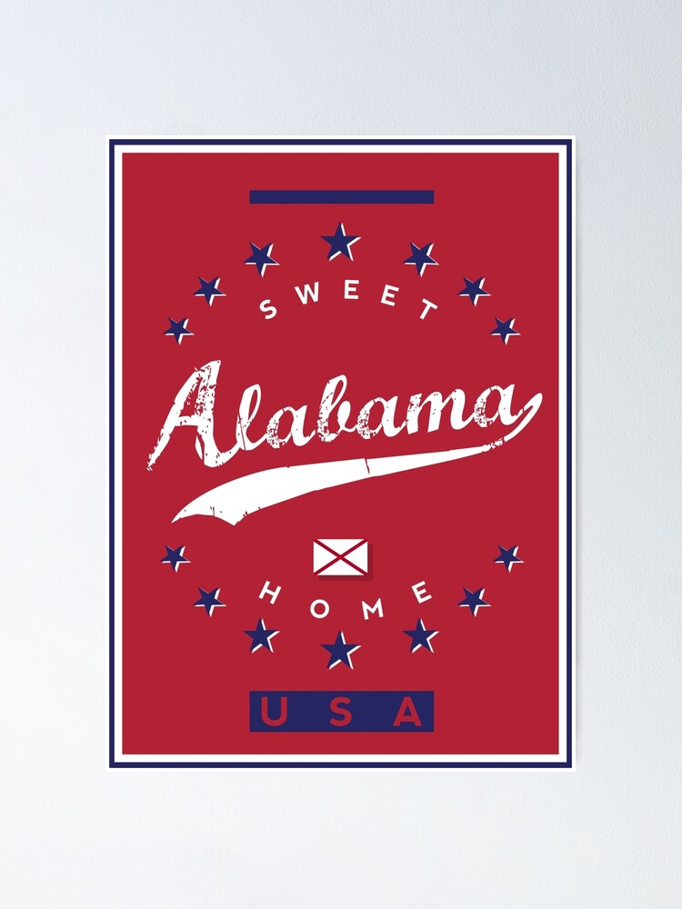 "Alabama, poster, tshirt, red background" Poster by Alma-Studio | Redbubble