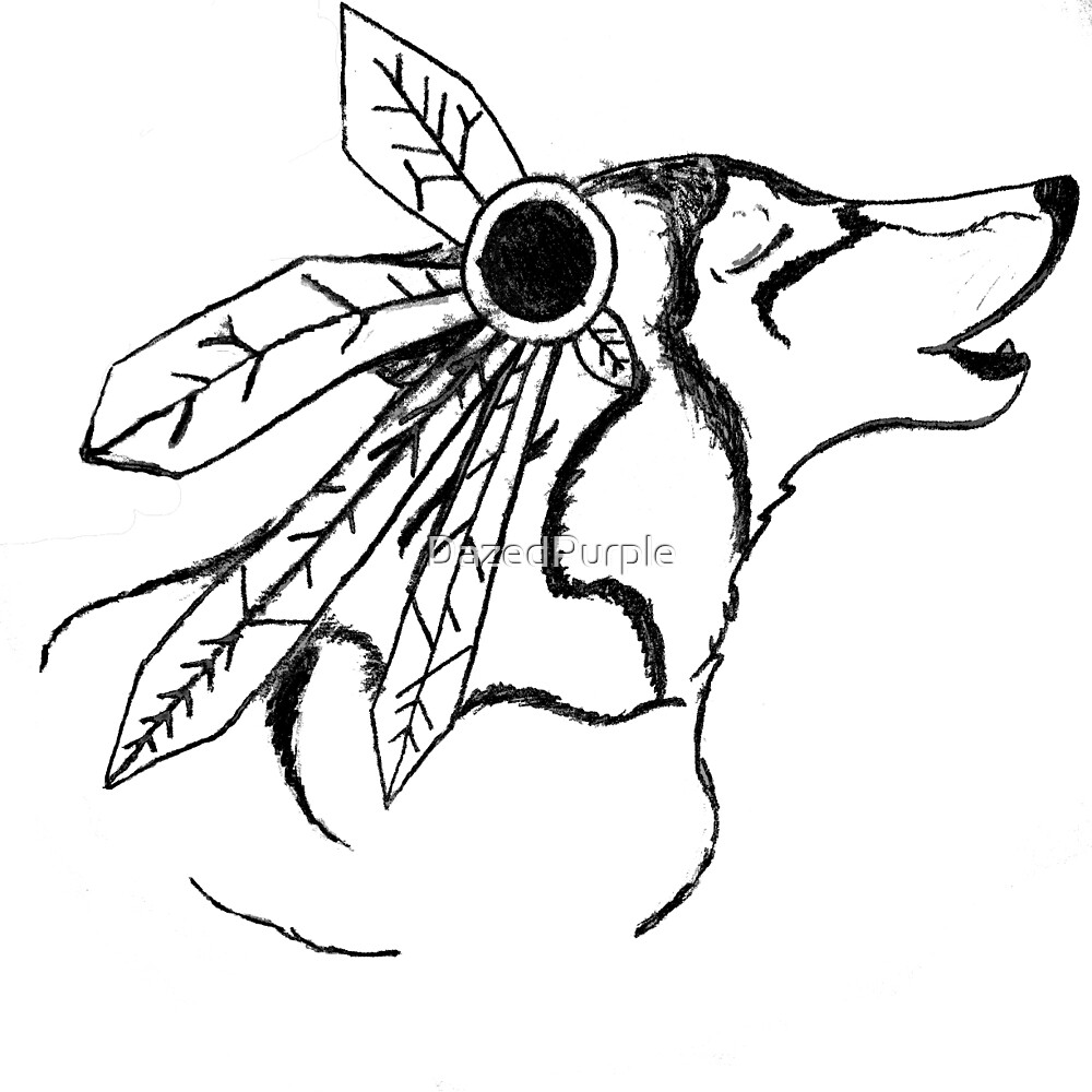 "Native American Howling Wolf" by DazedPurple | Redbubble