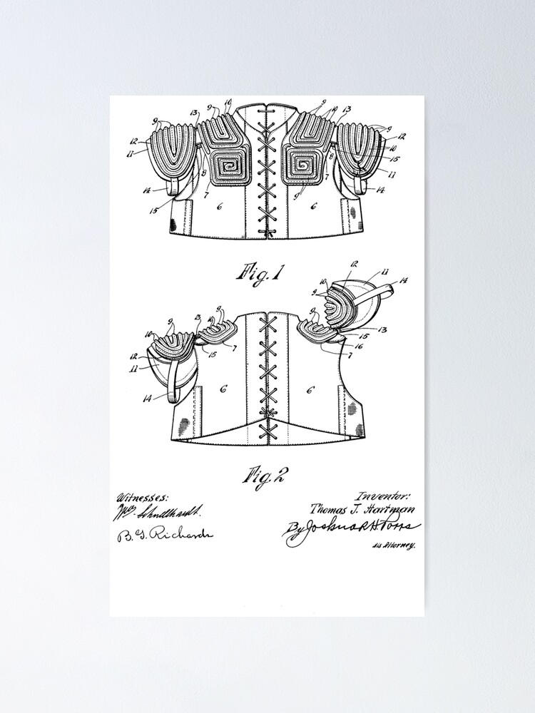 "Shoulder Guard Vintage Patent Hand Drawing" Poster by TheYoungDesigns ...