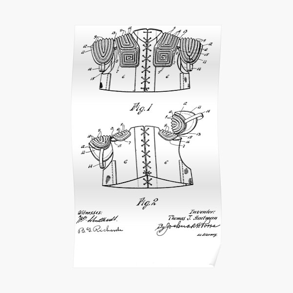 "Shoulder Guard Vintage Patent Hand Drawing" Poster by TheYoungDesigns ...