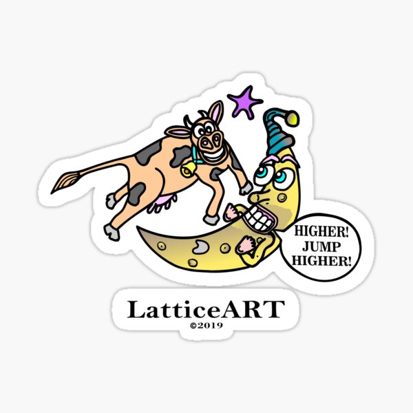 "Cow Jumps Over the Moon" Sticker for Sale by LatticeART | Redbubble