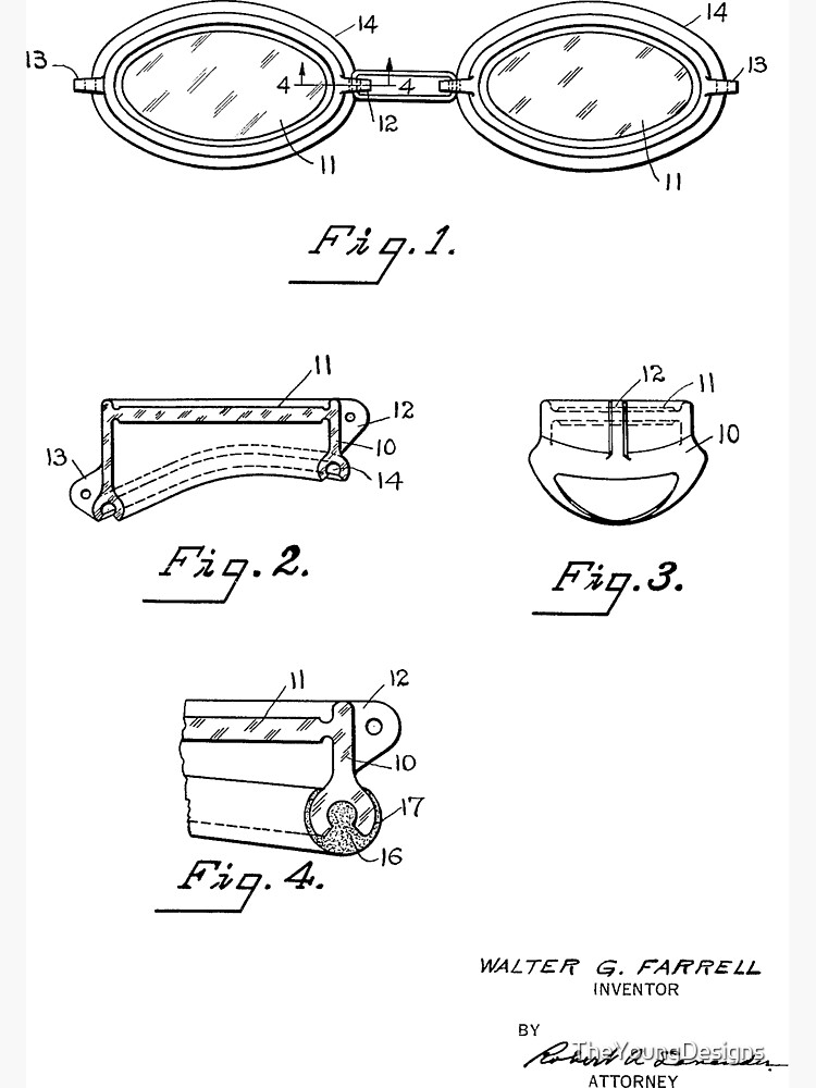 "Underwater Eye Protector Vintage Patent Hand Drawing" Photographic ...