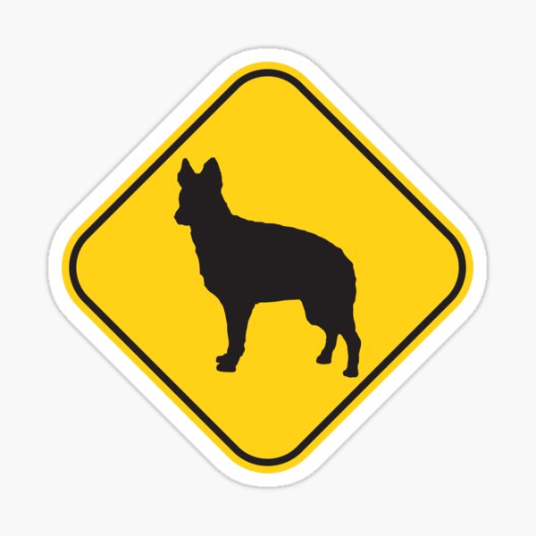 "Dog: German Shepherd crossing/caution road sign!" Sticker for Sale by ...