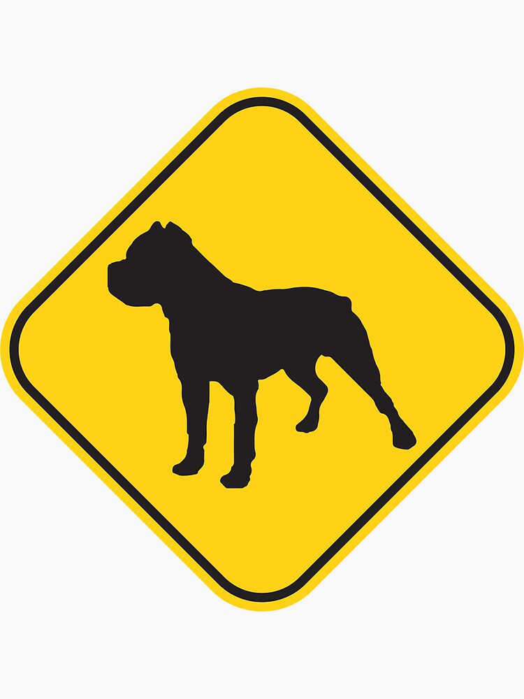 "Dog: Pitbull crossing/caution road sign!" Sticker for Sale by ArtBart ...