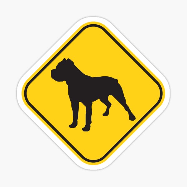 "Dog: Pitbull crossing/caution road sign!" Sticker for Sale by ArtBart ...