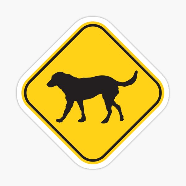"Dog: Labrador Retriever crossing/caution road sign!" Sticker for Sale ...